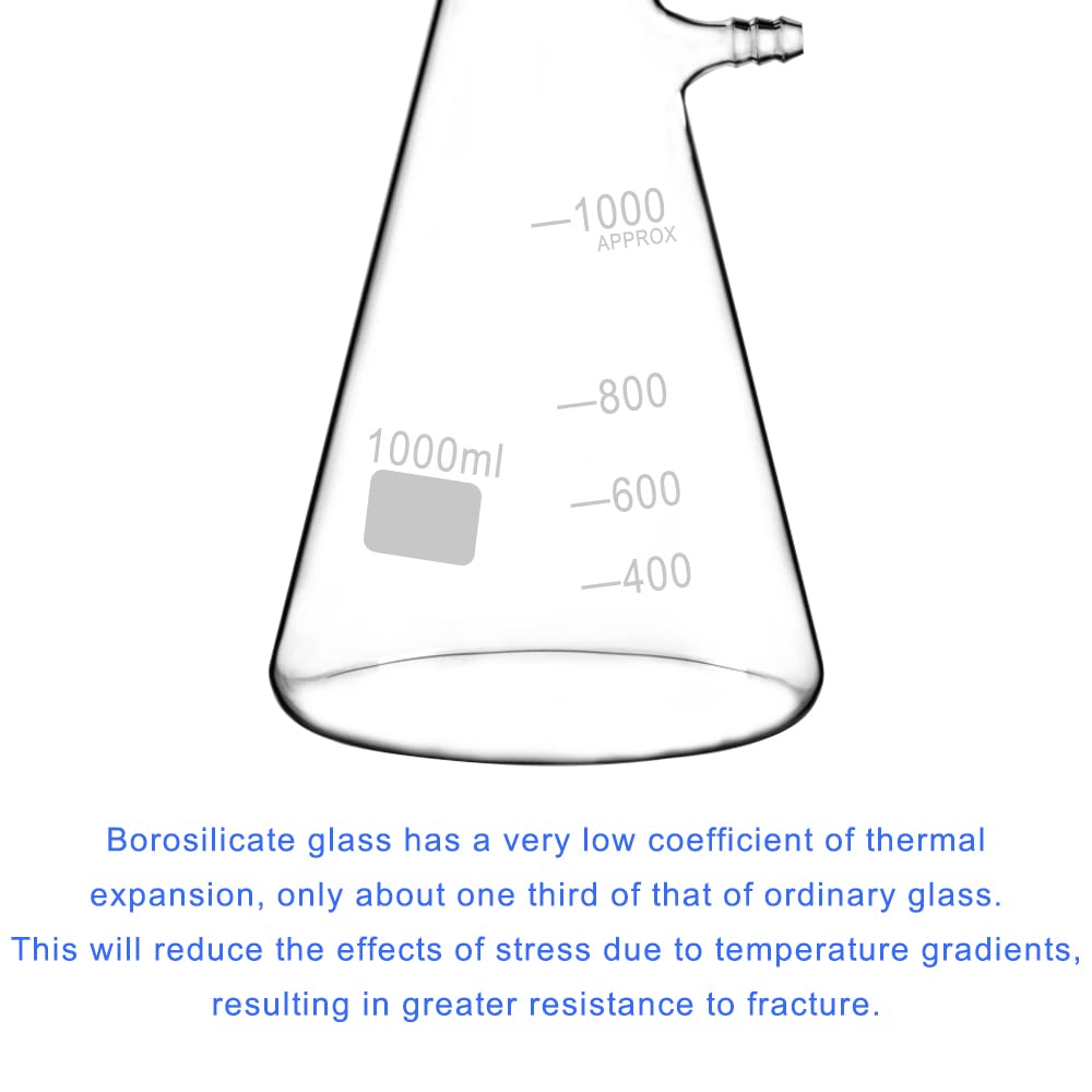 Borosilicate Glass Filtering Flask,Heavy Wall, Graduated 1000mL
