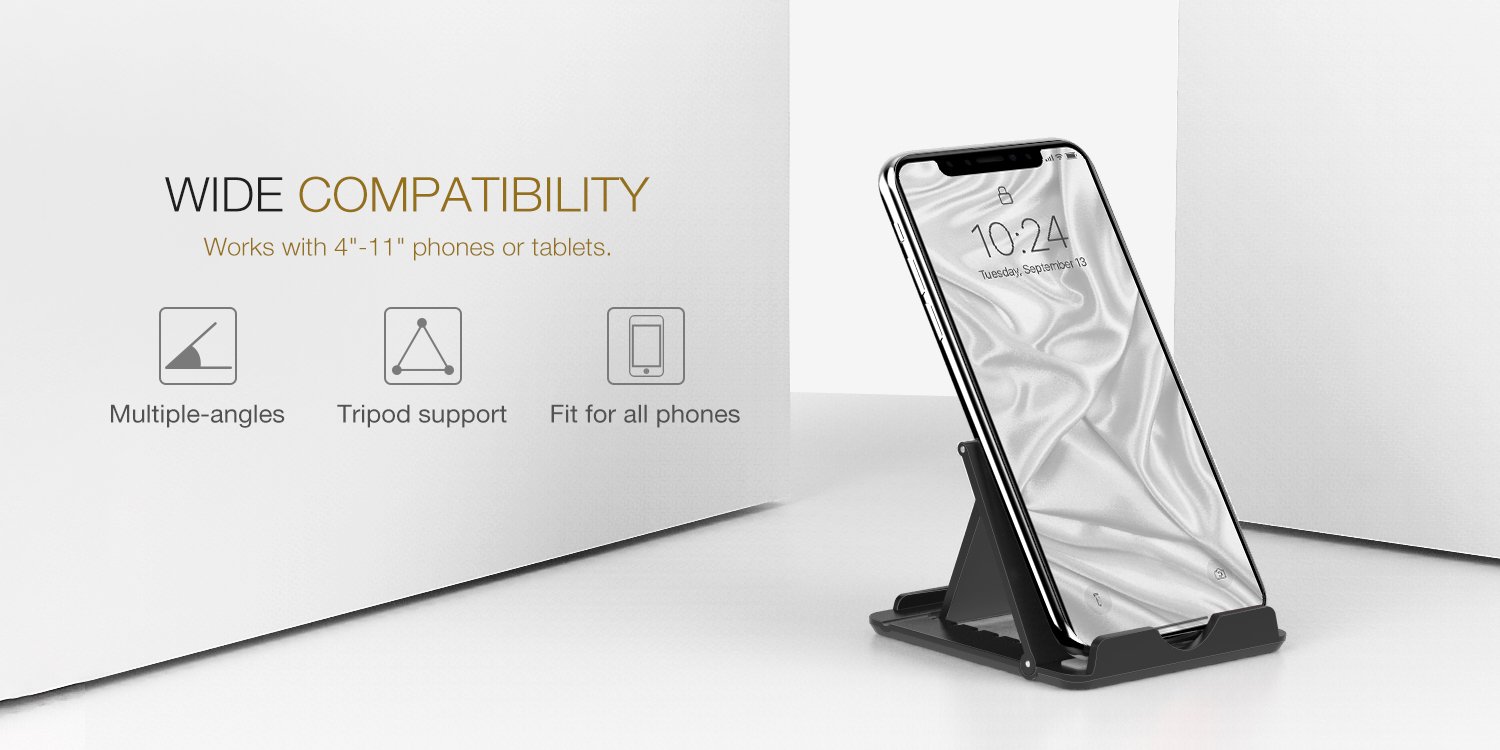MoKo 2PCS Phone/Tablet Stand, Desktop Holder for 4-11" Device, Fit with iPhone 16/Pro/Pro Max/Plus, iPhone 15/Pro/Pro Max/Plus, iPhone 14/Pro/Pro Max/Plus, iPhone 13/Pro/Pro Max/Plus