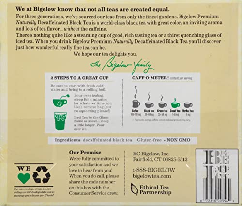 Bigelow 48 Count Premium Decaffeinated Blend Black Tea, Contains 48 Individually Wrapped Tea Bags, Decaf Tea