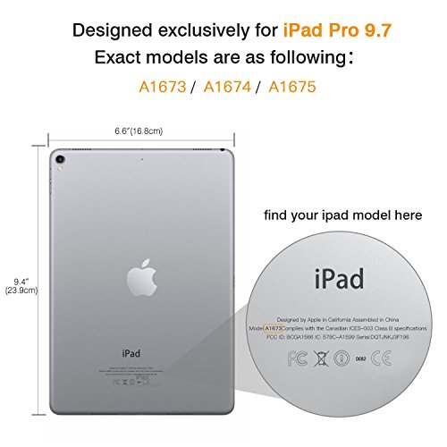 MoKo Case Fit Apple iPad Pro 9.7 Inch 2016 Release Tablet ONLY(A1673/A1674/A1675) - Slim Lightweight Smart Shell Stand Cover with Translucent Frosted Back Protector, Rose Gold (with Auto Wake/Sleep)