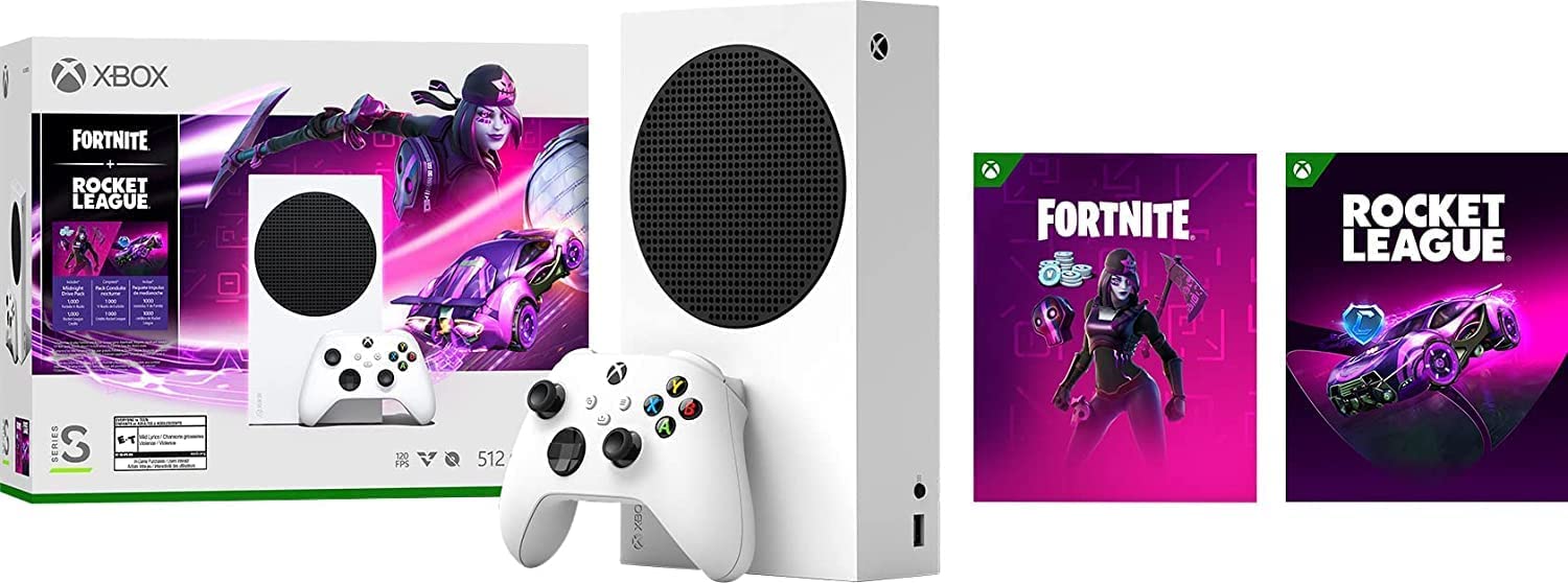 Microsoft Xbox Series S All-Digital Console I Wireless Controller I HDR I AMD FreeSync I Up to 1440p Gaming Resolution I Up to 120 FPS Performance Target I with HDMI Cable (Fortnite & Rocket League) (Renewed)