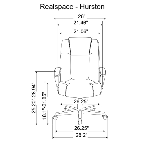 RealspaceĀ® Hurston Bonded Leather High-Back Executive Chair, Black, BIFMA Certified