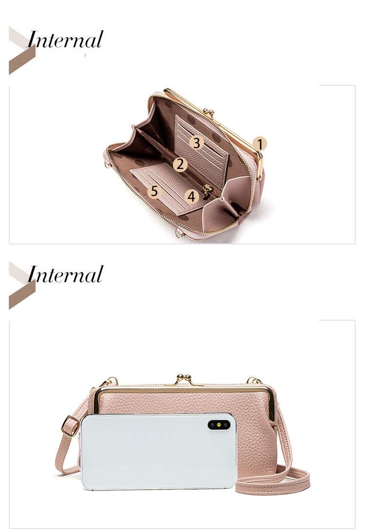 Korean fashion one-shoulder diagonal mobile phone bag multifunctional horizontal wallet (Color : Purple)