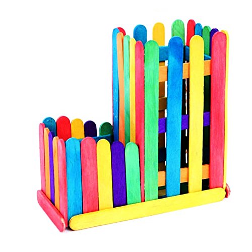 PAXCOO 100 Pcs 6β Colored Jumbo Wood Craft Sticks
