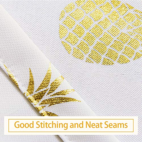 OREMILA Kitchen Curtain Valances for Windows 56" x 15", Metallic Print Golden Pineapple Valances for Living Room/Bathroom/Kitchen Windows, Rod Pocket, 1 Pack