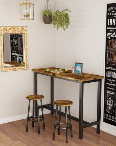 DKLGG Small Bar Table with Stools, Rectangle Bar Table and Chairs Set, Counter Height Tabletop for Breakfast Restaurant Dinner Living Party Room Small Space, 3-Piece Pub Dining Furniture, Bistro Set