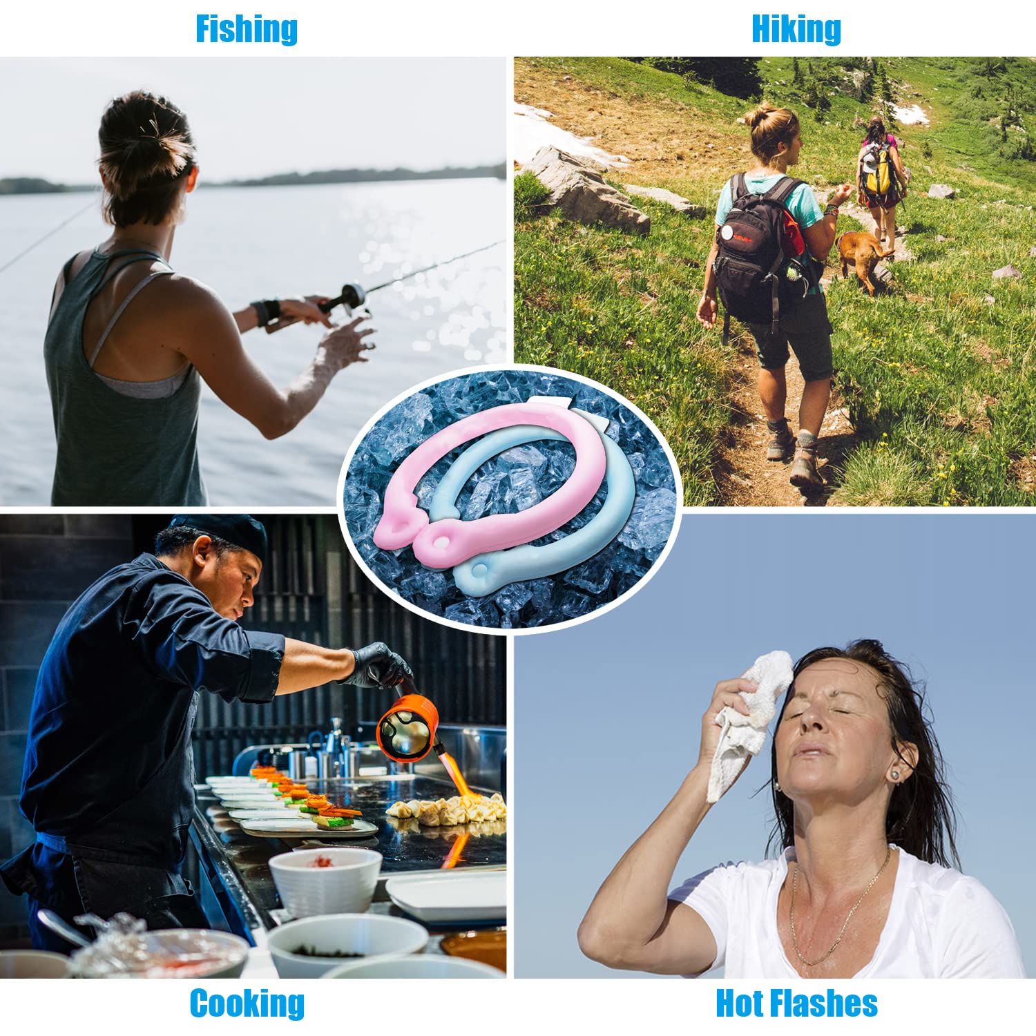 CometMars Neck Cooling Tube (blue), Wearable Cooling Neck Wraps,Relief for Hot Flashes and Summer Heat