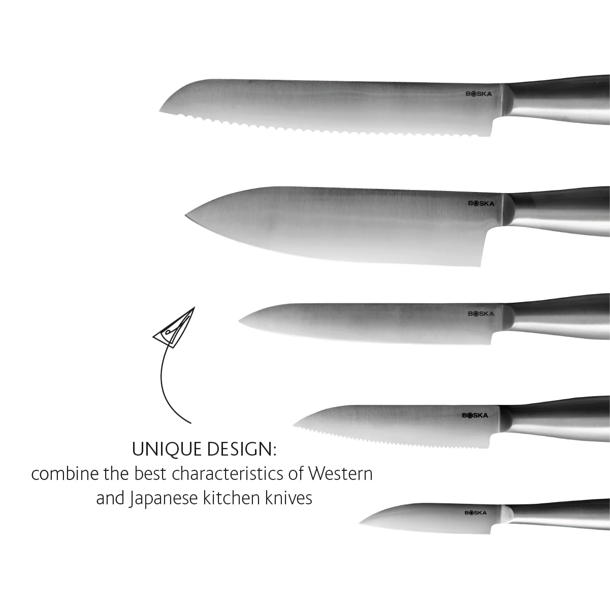 BOSKA Kitchen Knife Sets Copenhagen 5 Piece Kitchen Knives for Chopping, Slicing Knife for Meat Cutting and Dicing Gourmet Food