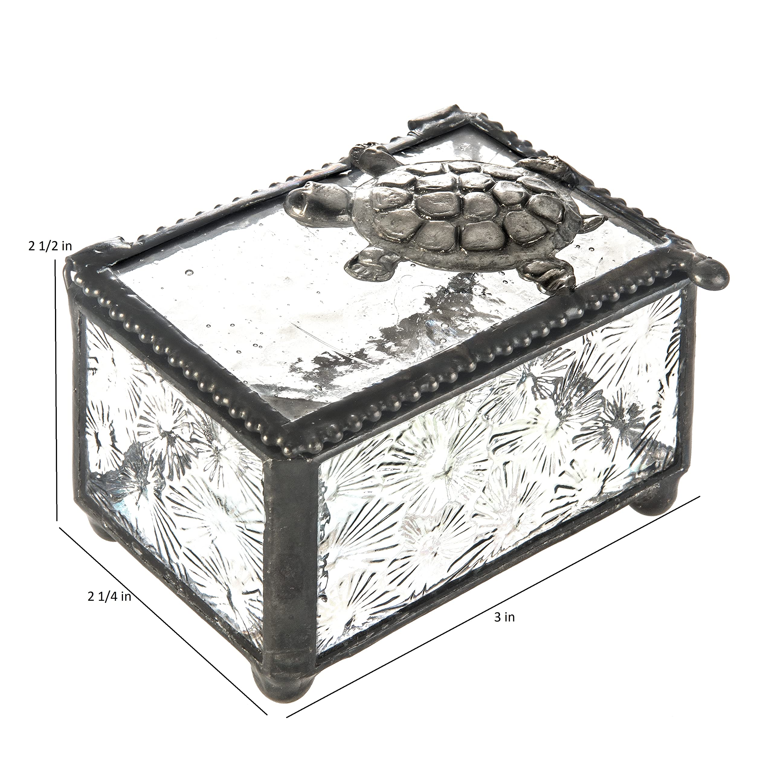 J Devlin Sea Turtle Trinket Glass Jewelry Box 331
