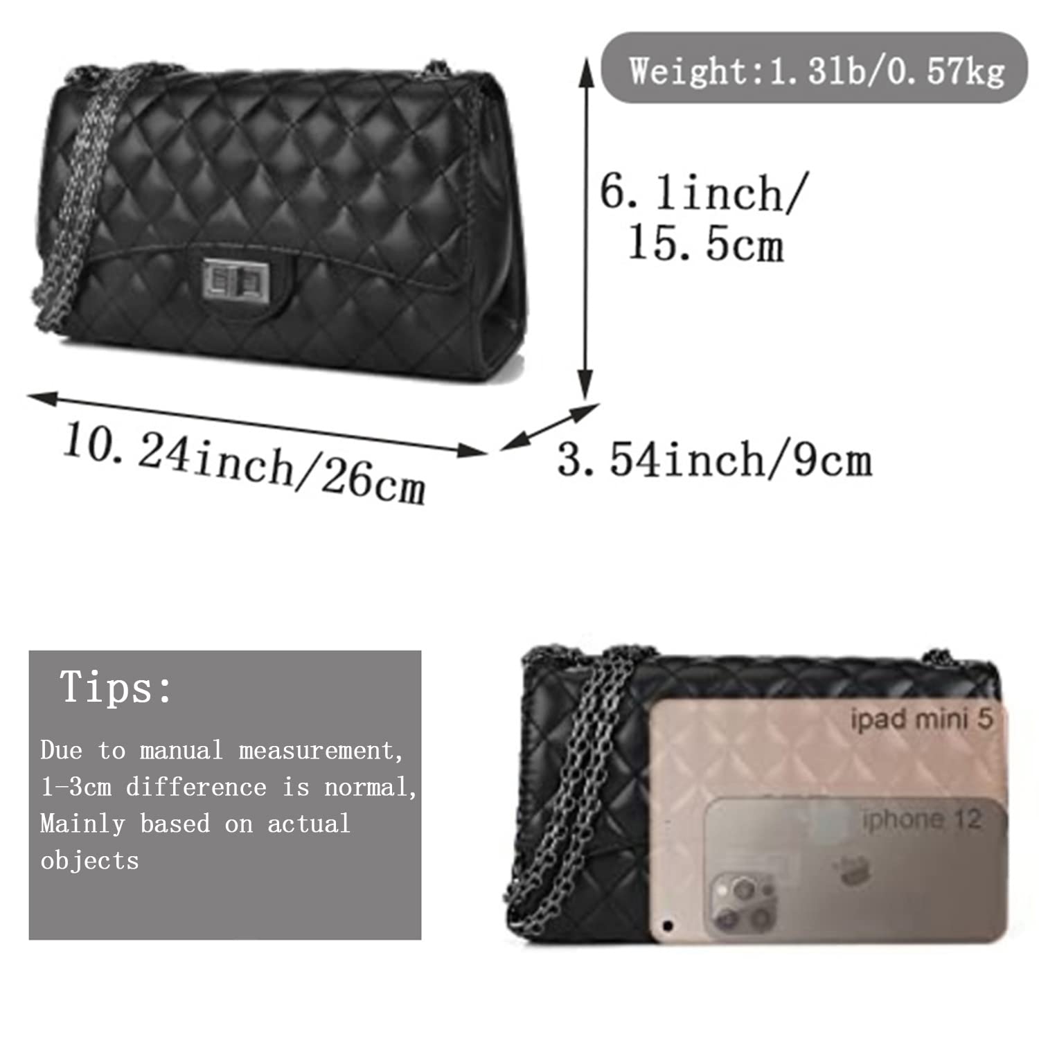 MIKOWEN Women's CrossBody Phone Bags,PU Leather Purse Handbags Mini Cell Phone Shoulder Bag with Card Slots and Shoulder Strap (Black-Large)
