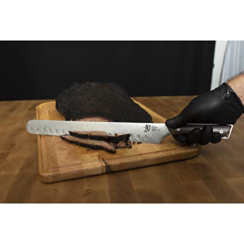 Shun Cutlery Kanso Hollow Ground Brisket Knife 12β, Authentic, Handcrafted Japanese Knife, Includes Wooden Saya Sheath, Ideal for Brisket, Roasts, Turkey, Ham and More