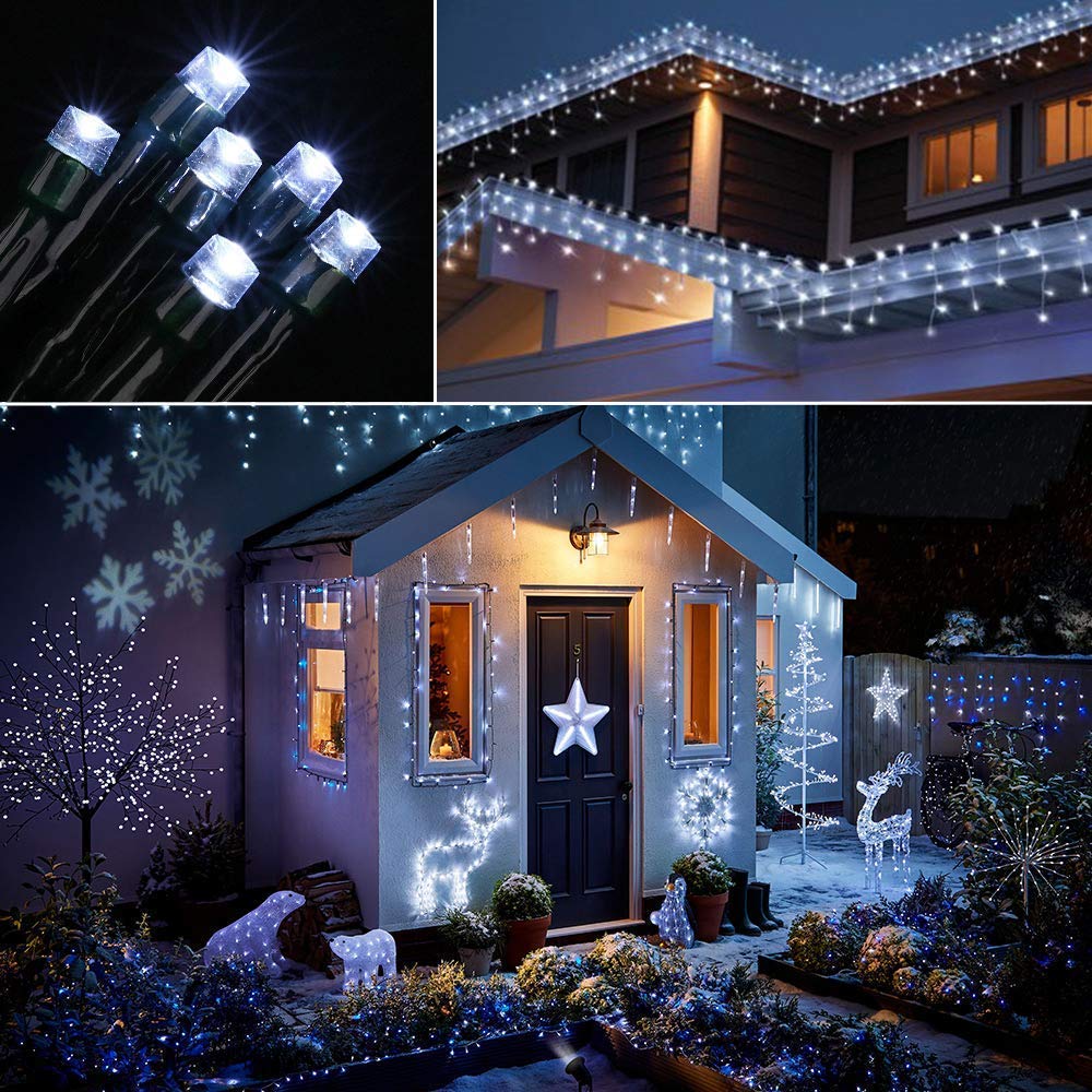 iBaycon Battery Christmas Lights, 66ft 200 LED Battery Operated String Lights Waterproof 8 Modes & Auto Timer for Christmas Trees, Home, Garden, Party and Holiday Decoration (White)