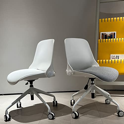 BEEANDEE Foldable Armless Home Office Chair Within 5 Minutes Completely Easy Installation with Adjustable Height and 360 Degree Universal Wheels, Armless Cute Modern Chair for Office(White)
