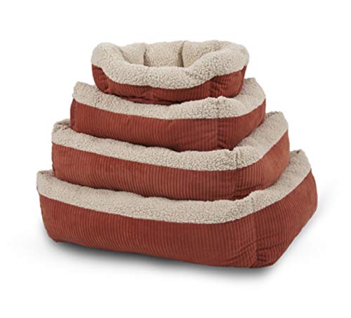 Petmate Aspen Pet Self Warming Round Bed, 19.5 Inches, Barn Red and Cream