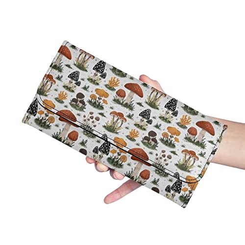 Boatee Cute Mushroom Print Womens Wallet Christmas Zipper PU Leather RFID Blocking Wallet Organizer Credit Card Holder Handbag