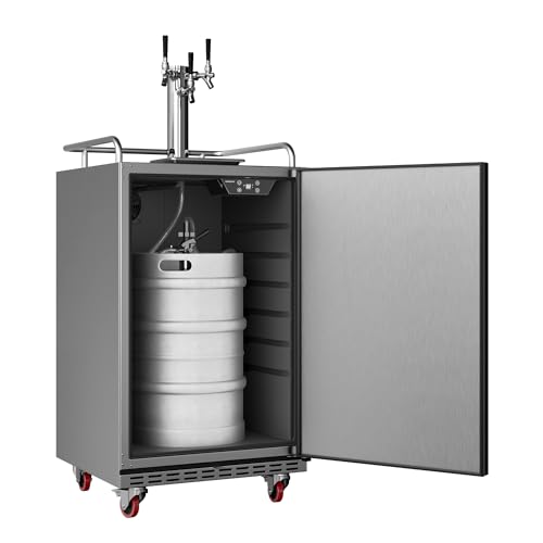 EdgeStar KC7000SSTRIP Full Size Triple Tap Tower Cooled Built-In Kegerator - Black and Stainless Steel