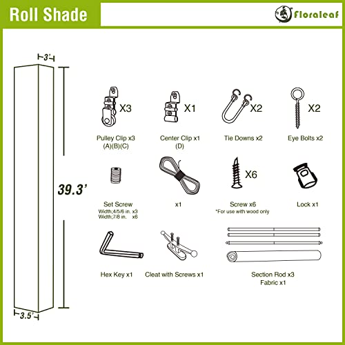 FLORALEAF Outdoor Roller Shades 4'W x 6'H Window Blinds for Porch Screen Deck Pergola Patio Balcony Gazebo Privacy Sunshade Roll Up Outdoor, Brown