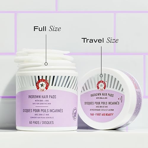 First Aid Beauty Ingrown Hair Pads with BHA & AHA β Daily Treatment Prevents Razor Bumps + Ingrown Hairs and Soothes Irritation β 28 Pads