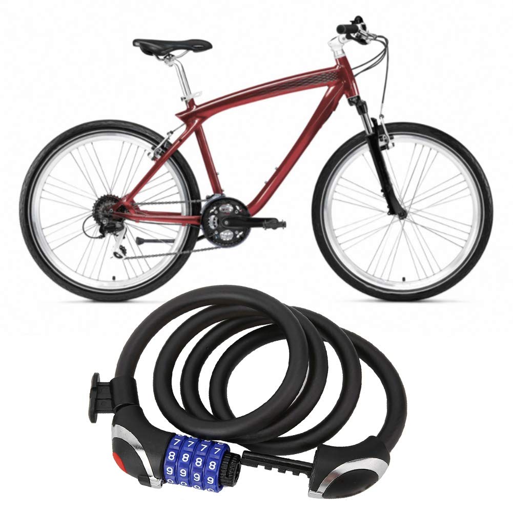 Bike Lock with 4-Digit Resettable Number, Cable Lock, High Security Light Password Anti-theft Security Steel Cable Lock for Cycling Outdoors