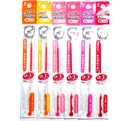 Pilot Hi-Tec-C Coleto Gel Ink Pen Refill 0.3mm, 15-color Set(Japan Import) [Komainu-Dou Original Package]