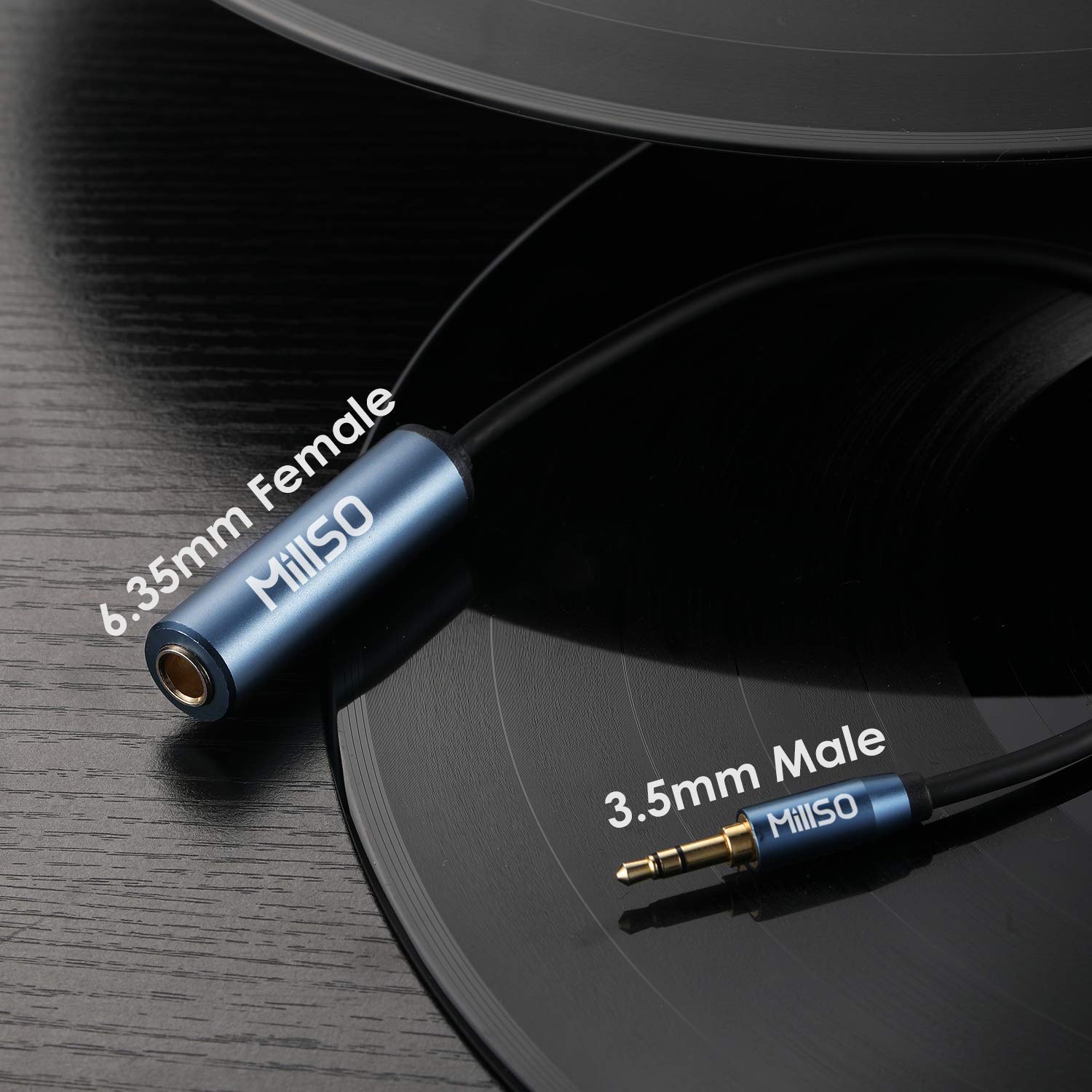 MillSO Bundle 6.35mm 1/4 Female to 3.5mm 1/8 TRS Male Stereo Audio Cable for Amplifiers, Guitar, Keyboard Piano, Home Theater, Mixing Console, Headphones