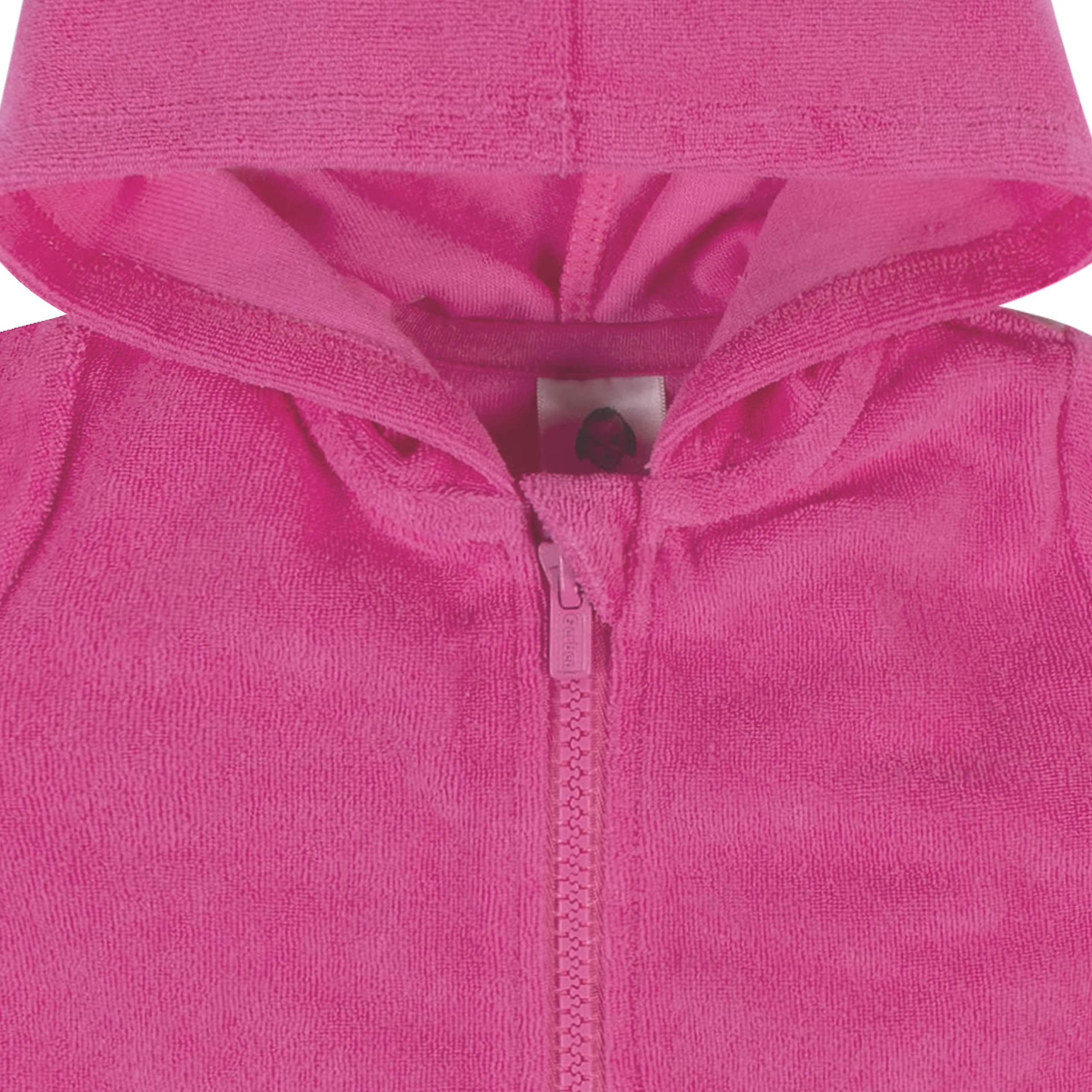 Gerber Girls' Toddler Zipper Hoodie Terry Swimsuit Cover Up, Pink, 3T