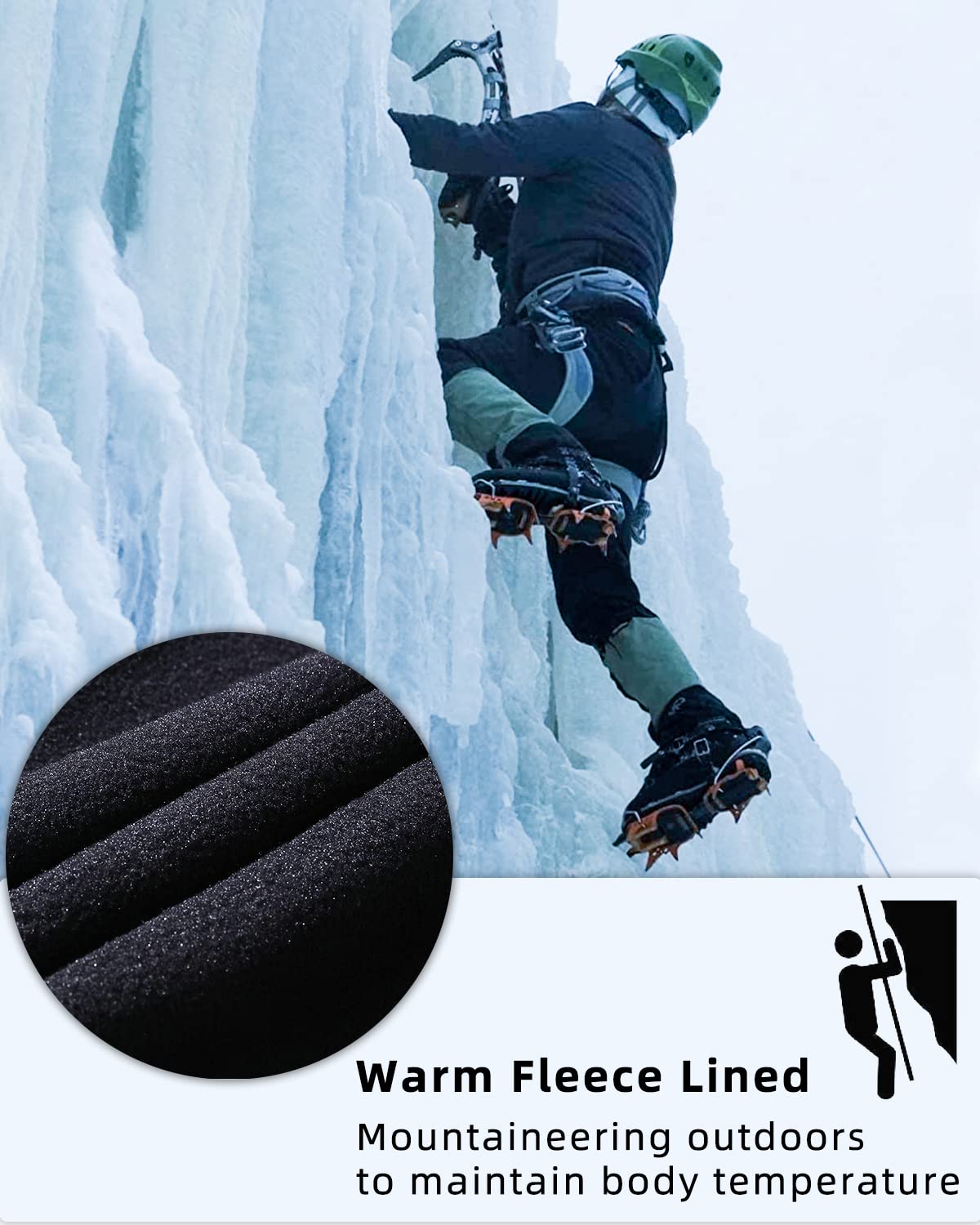 BenBoy Men's Snow Ski Outdoor Waterproof Windproof Fleece Cargo Hiking Pants,AN-SF1602M-Black-M