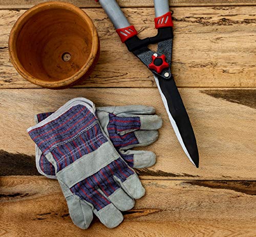 Benchmark 12 Pack - Leather and Cotton Work Gloves - Garage, Yard, Garden, Industrial, Commercial - One Size Fits Most