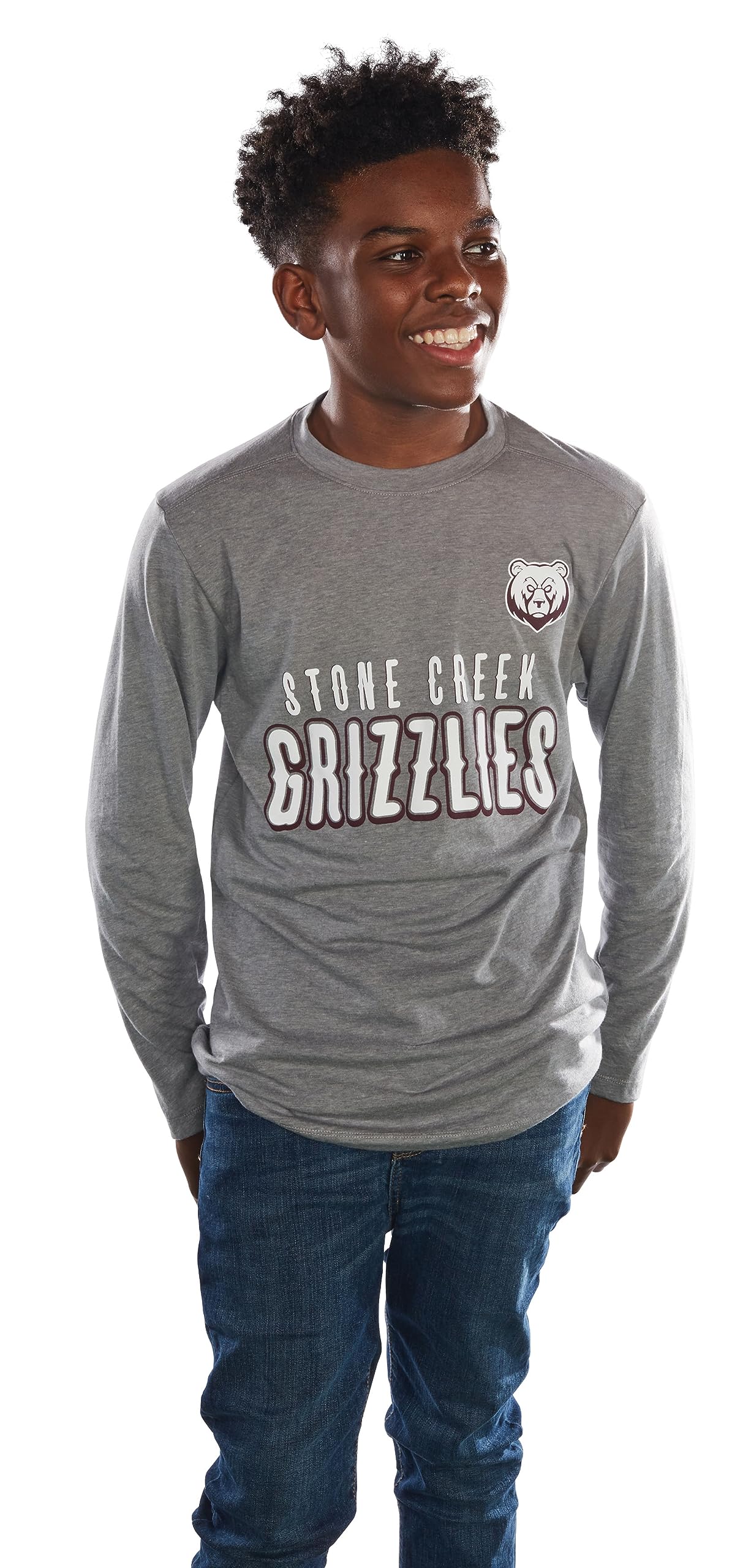 Augusta Sportswear Boys Tri-Blend Long Sleeve Crew, Red Heather, M