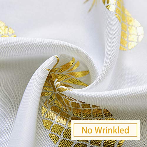 OREMILA Kitchen Curtains 36 Inch Tier Curtains for Living Room Pineapple Cafe Curtains for Bathroom Metallic Print Golden Pineapple Short Window Curtain Set Rod Pocket, 2 Panels