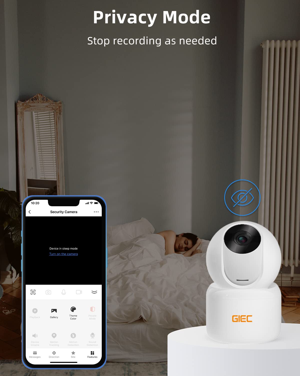 GIEC Indoor Security Camera for Home 2K HD Kids/Pet Camera Pan Tilt Smart WiFi Cameras 360 Degree Dog Cam with Two-Way Audio, Motion Detection,Night Vision,Cloud & SD Card Storage