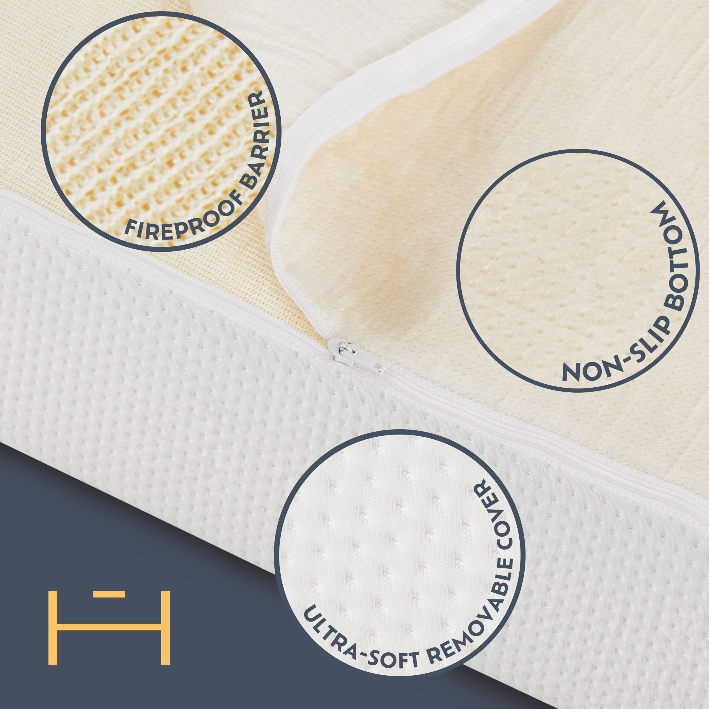 Heyward Premium Memory Foam Sofa Bed Replacement Mattress for Full Size Sleeper | 4.5β Inch | CertiPUR-US Certified | Washable Material w/Non-Slip Base | 73βL x 52βW x 4.5βH