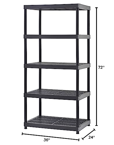 Juggernaut Storage 5-Level Heavy Duty Plastic Shelving System, Black/Gray (RSHD3624-5BG)