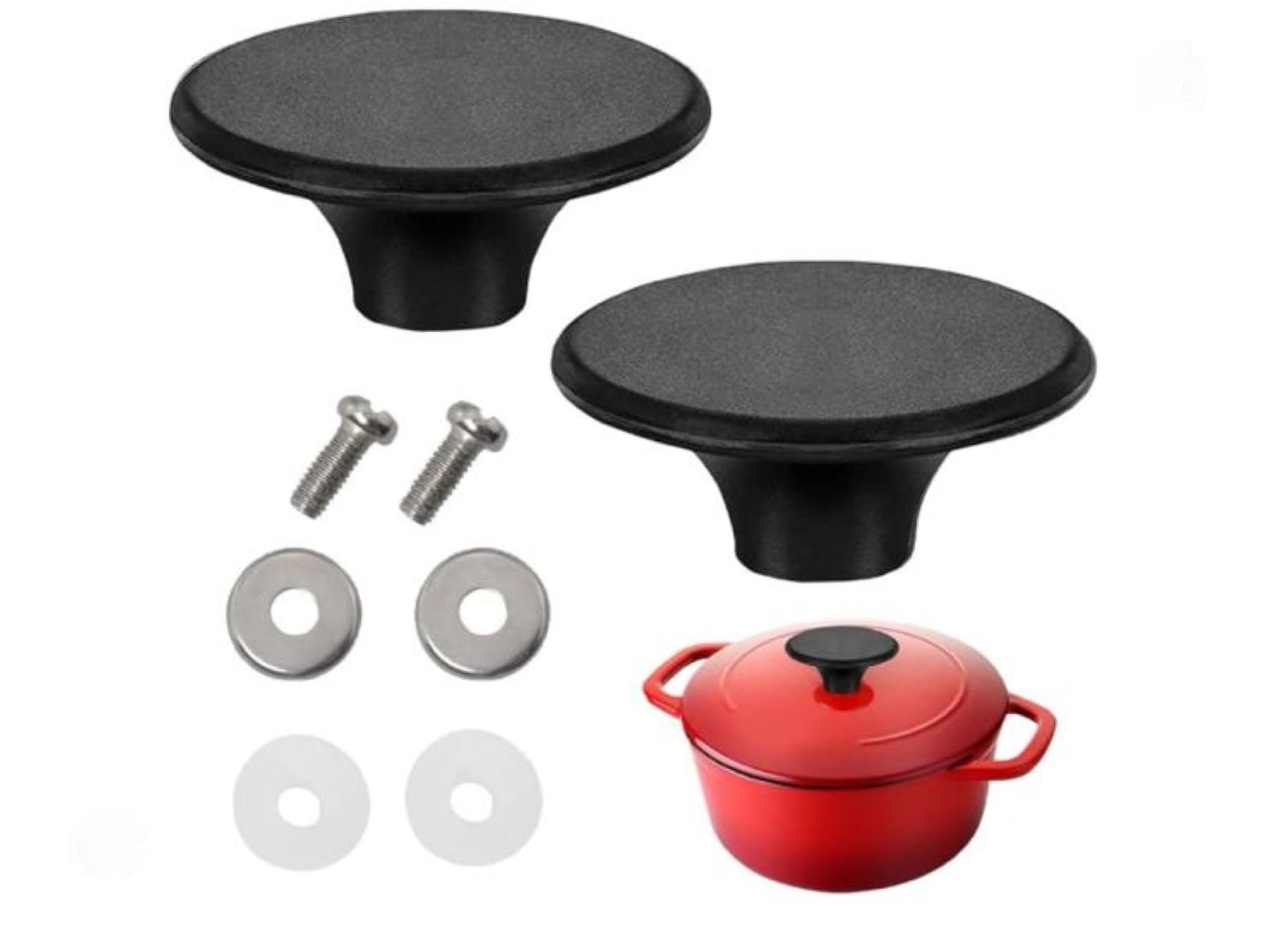Dutch Oven Knob for Le Creuset Knob Replacement bakelite knobs Replacement Pot Lid Handle Compatible Aldi, Lodge and Other Enameled Dutch Oven, Black, 2 Set