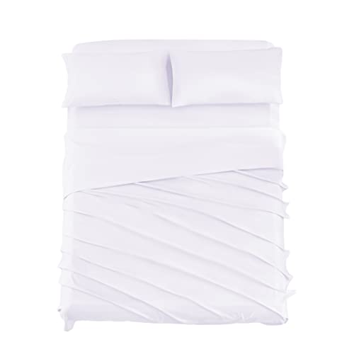 Ersmak Bright White Queen Sheets Set (4 Piece), Super Soft Brushed Microfiber Bed Sheets with 16 Inch Deep Pocket, Egyptian Quality Luxury Bedding Set