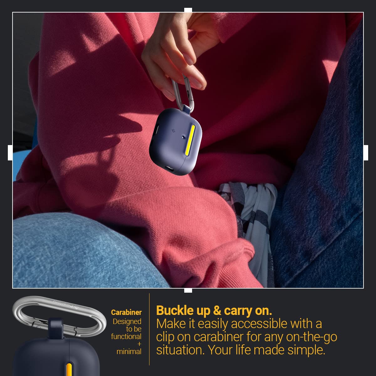 Caseology Nano Pop for Airpods Pro 2 Case [Keychain Carabiner Included] Designed for Airpods Pro 2nd Generation (2022)(2023) - Blueberry Navy