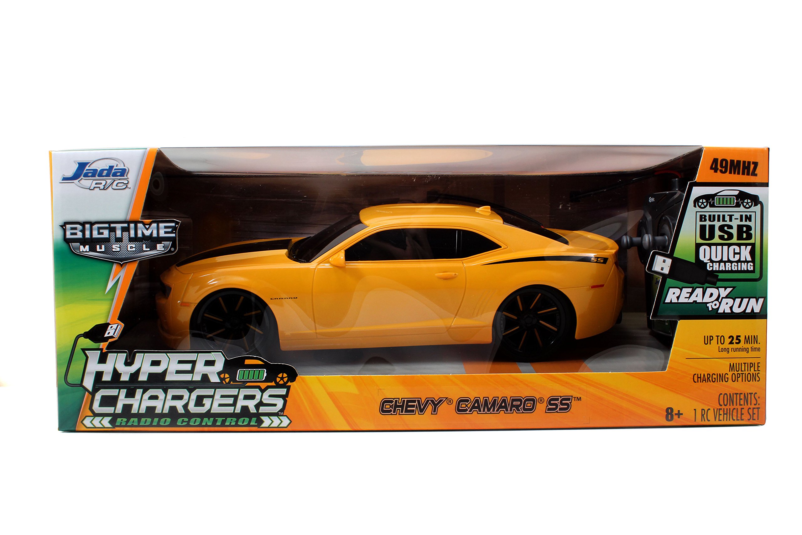 Jada Toys HyperChargers 2010 Chevy Camaro SS BTM Remote Controlled Vehicle (1:16), Yellow, Medium