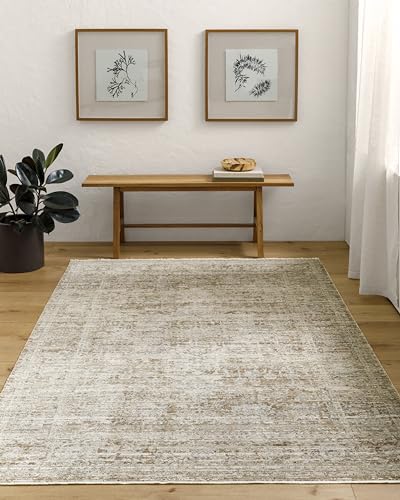 Becki Owens x Surya Margaret Washable Outdoor Area Rug, 5'3" x 7'10", Taupe/Brown