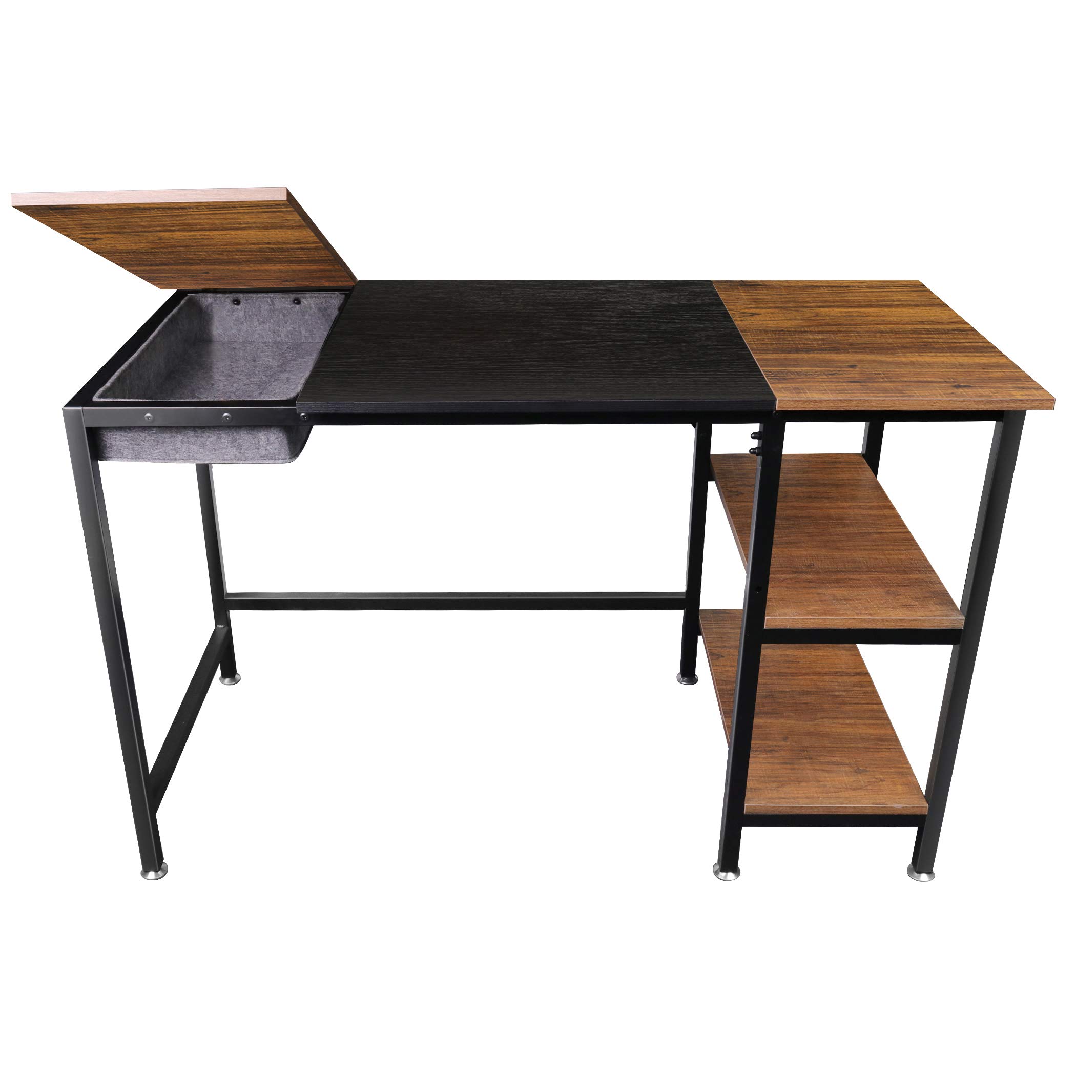 Becko US 47 Inch Computer Desk Small Computer Desk Home Office Desk with Storage Shelves Writing Study Desk Writing Workstation Desk (Industrial/Rustic Brown)