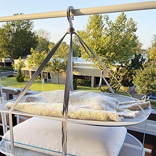 JY LIVING Large Folding Laundry Drying Rack, Clothes Drying Rack, Portable Sweater Drying Rack, Mesh Hanging air Dryer, Lay fold Flat Dry Hanger for Indoor Outdoor, Delicates, Towel, Socks,Swimsuit