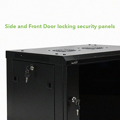 NavePoint 18U Deluxe IT Wallmount Cabinet Enclosure 19-Inch Server Network Rack with Locking Glass Door 16-Inches Deep Black with Shelves