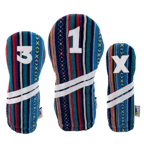 Beach House Woven Ace Style Set (DR,FW,HY) Golf Club Headcovers by Sunfish
