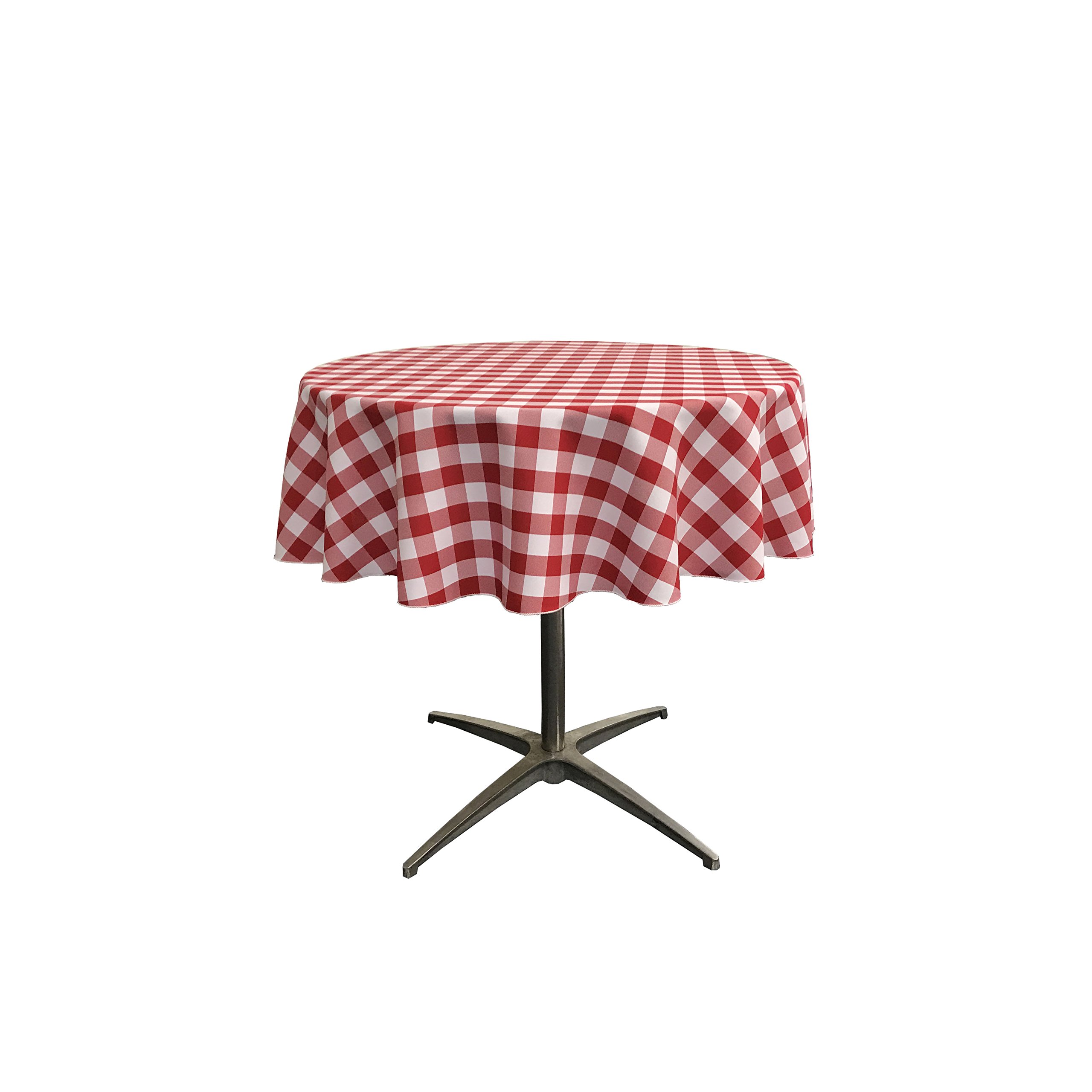 LA Linen Gingham Tablecloth - Checkered Tablecloth for Parties, Picnics & More - Farmhouse Tablecloth - Spring Tablecloth - Picnic Tablecloth - Cloth Tablecloths for Round Tables - 51" Red