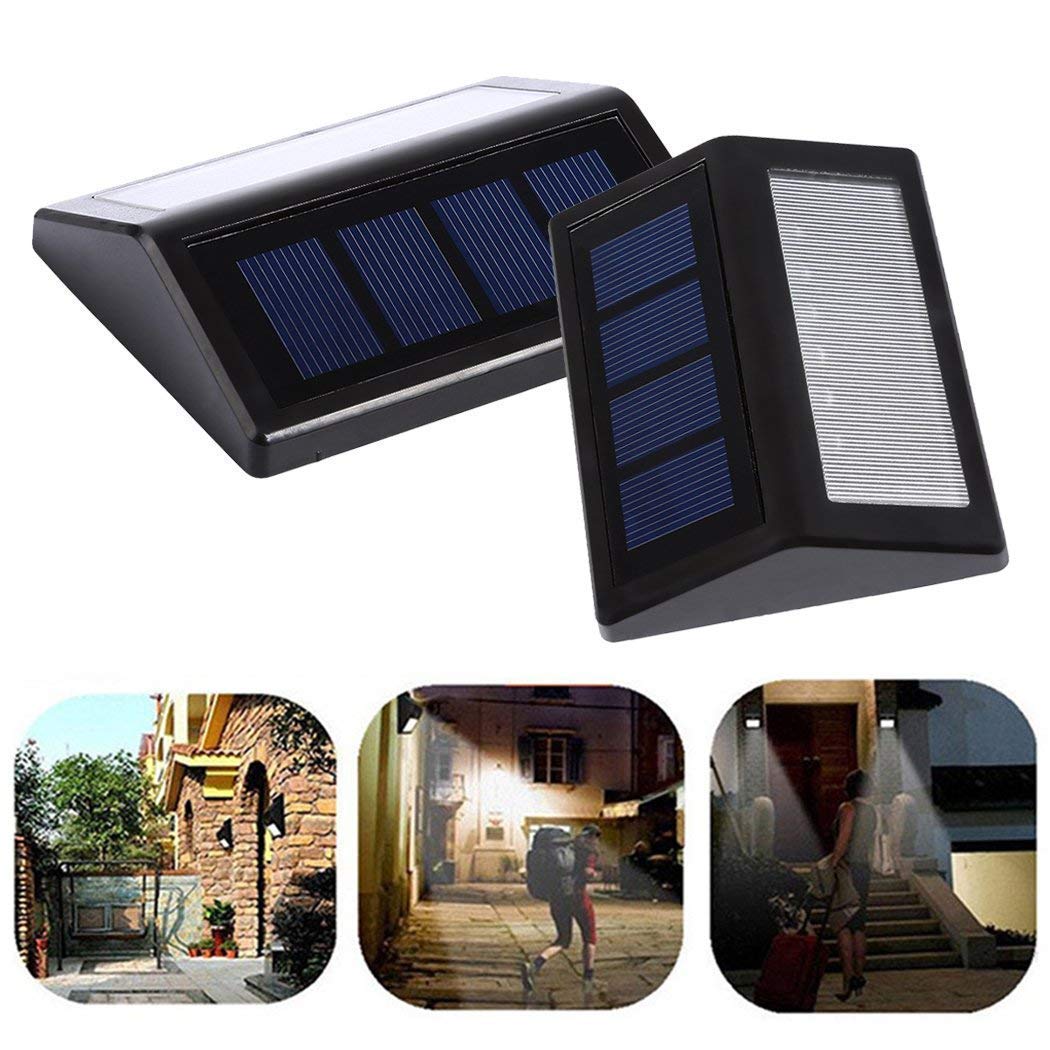 AZSCYN Solar Deck Lights,LED Solar Powered Step Lights Wireless Waterproof Outdoor Security Lamps for Patio Stairs Garden Pathway Yard- Warm Yellow Light