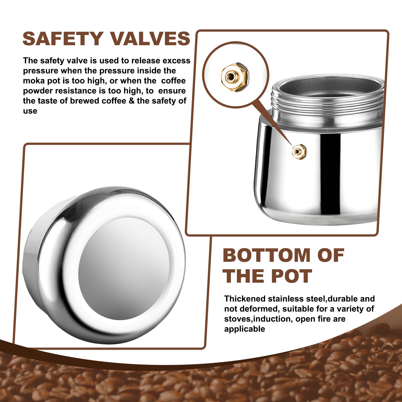 DITOSH 6 Cup Stovetop Espresso Maker Stainless Steel Moka Pot Espresso Maker Percolator Italian Coffee Maker Capable Mocha Coffee Machine Cafe Classic Maker for Home & Camping 300ml 10oz
