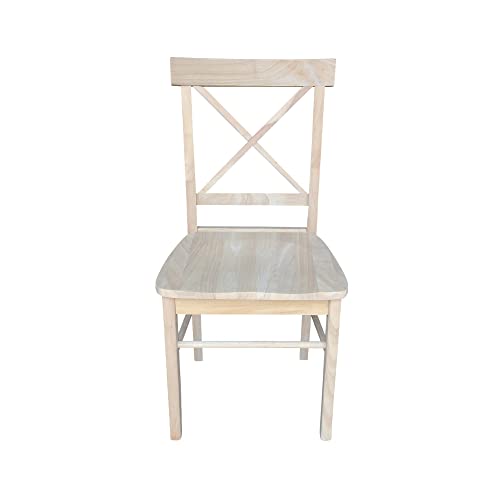 International Concepts Pair of X-Back Dining Chairs, Unfinished Wood