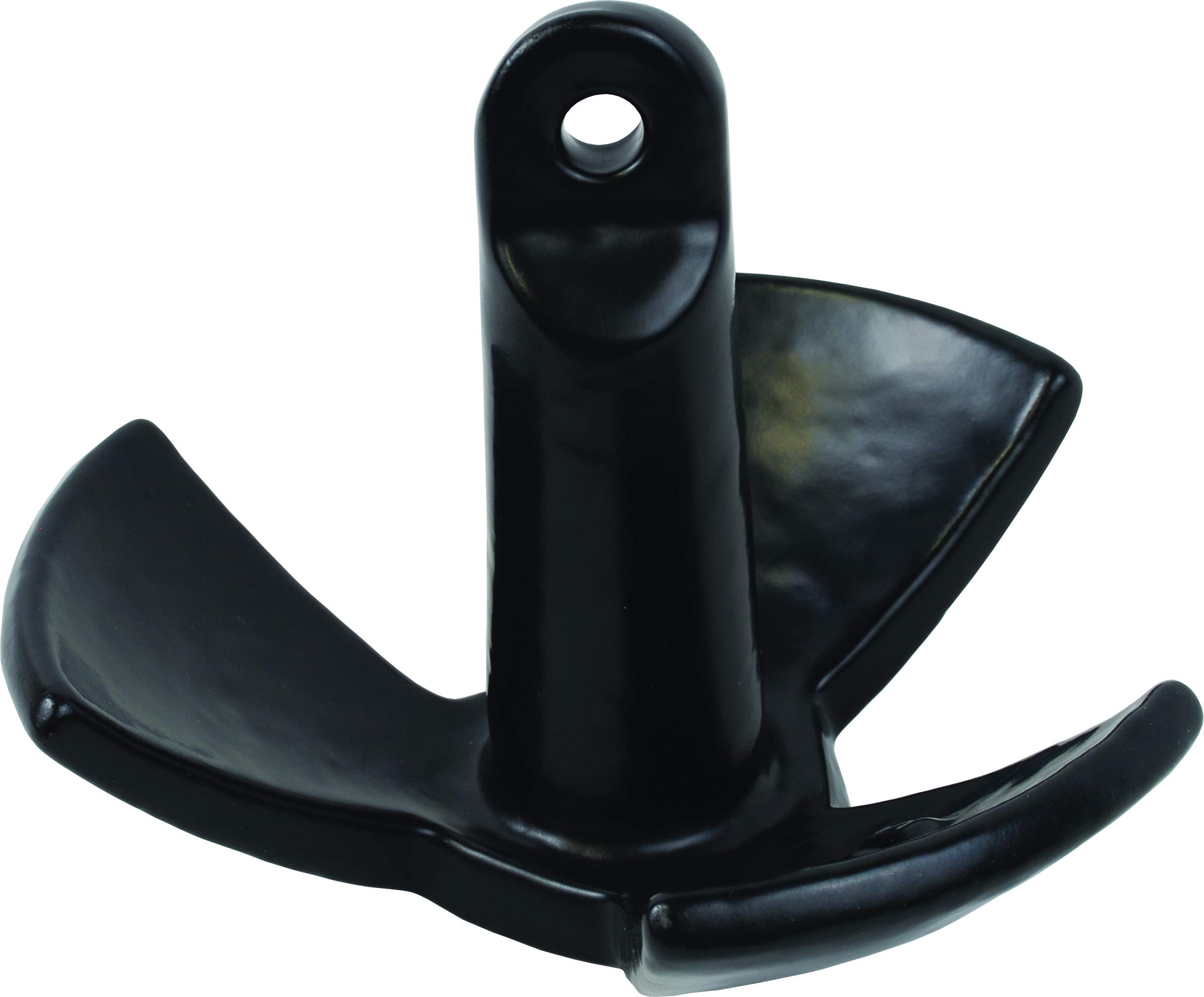Attwood 9946B1 Solid Cast Iron 18-Pound Large Eye River Boat Anchor, Black PVC-Coated Finish