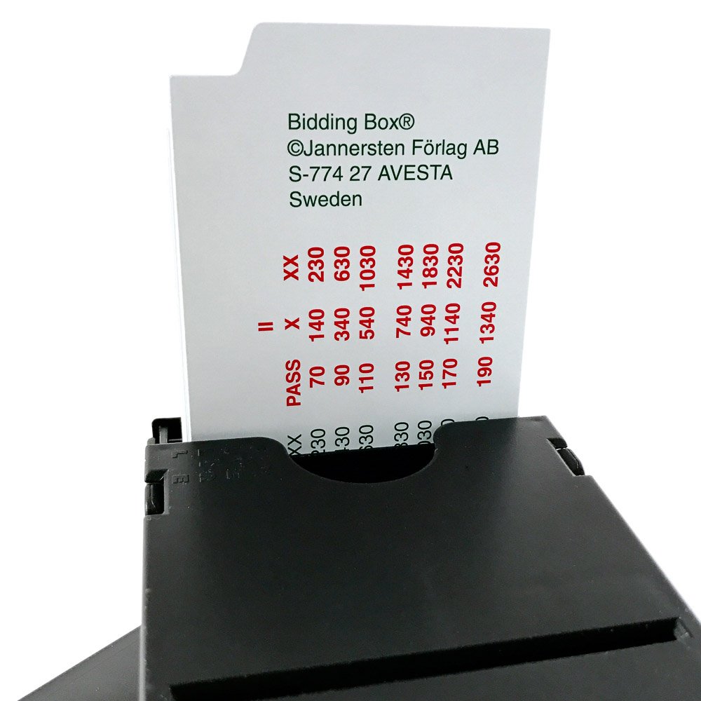 Jannersten Bid Buddy (Black) - Set of 4 Bridge Bidding Boxes with Cards + 200 Contract Bridge Score Sheets