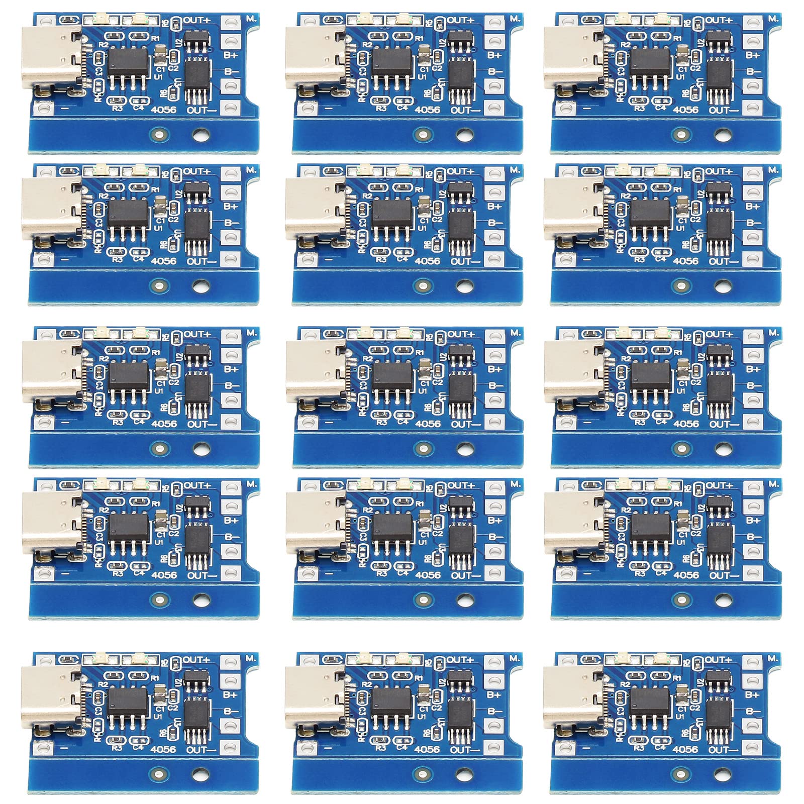 BokWin 15PCS TP4056 Charging Module 5V Micro USB 1A 18650 Lithium Battery Charging Board with Protection