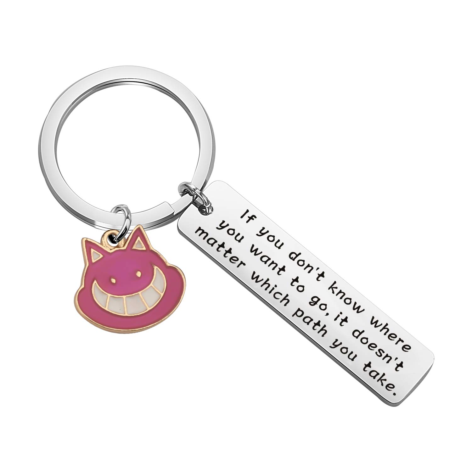 BAUNA Alice Keychain with Cartoon Pink Cat Gift for Graduates BFF